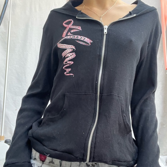 Harley-Davidson | Tops | Harley Davidson Black And Pink Rhinestone Zip ...